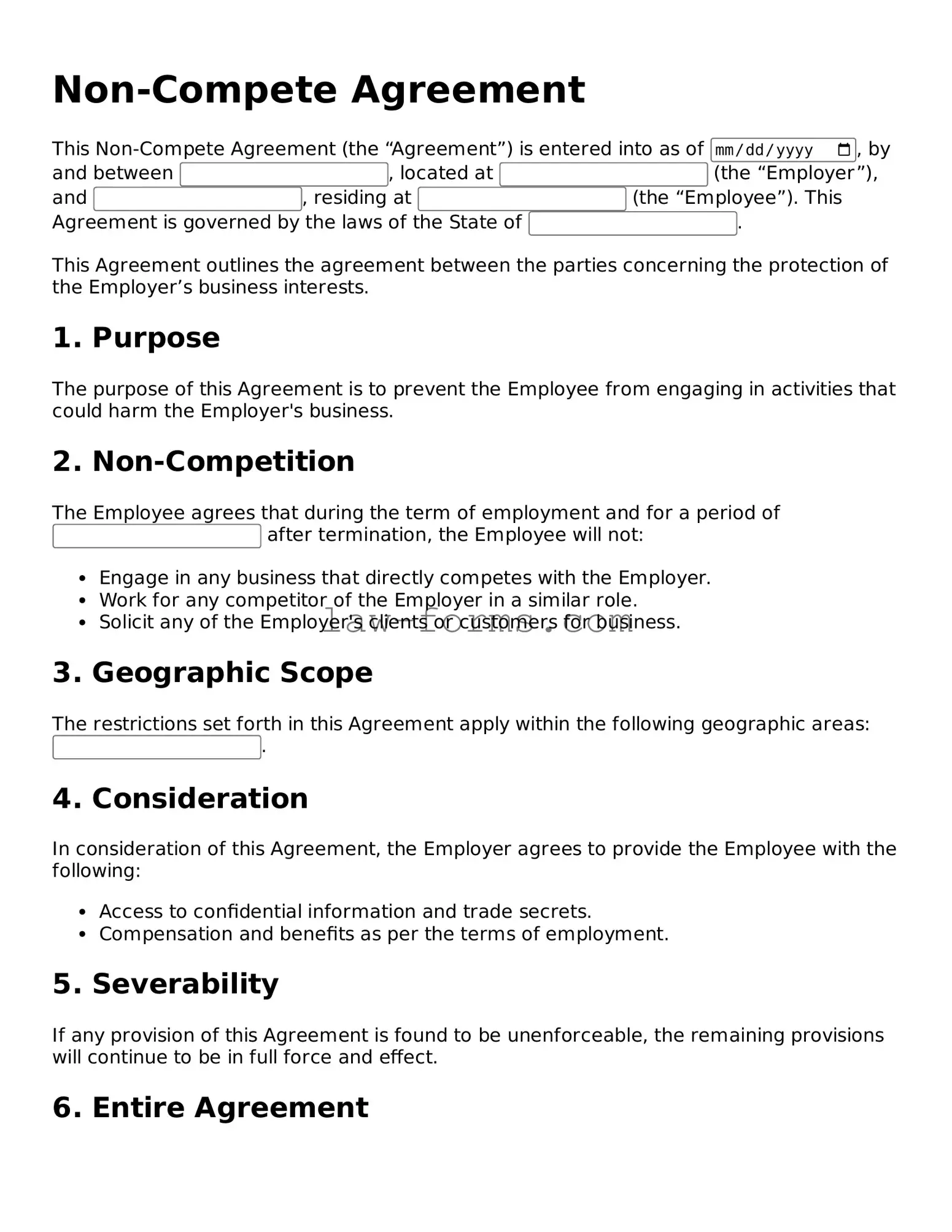 Printable Non-compete Agreement Template – Legal Forms Printable Non-compete Agreement Template – Legal Forms
